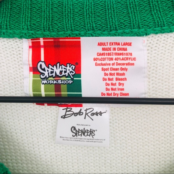 Spencer's | Sweaters | Spencers Light Up Bob Ross Christmas Sweater ...
